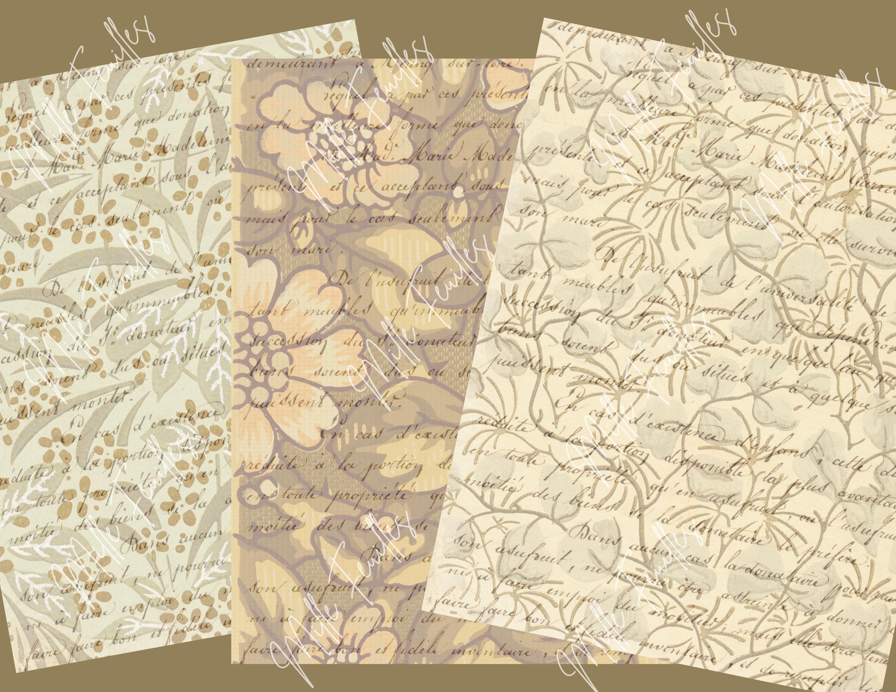Antique Wallpaper & Manuscript Letter Backgrounds: Printable Ephemera ...