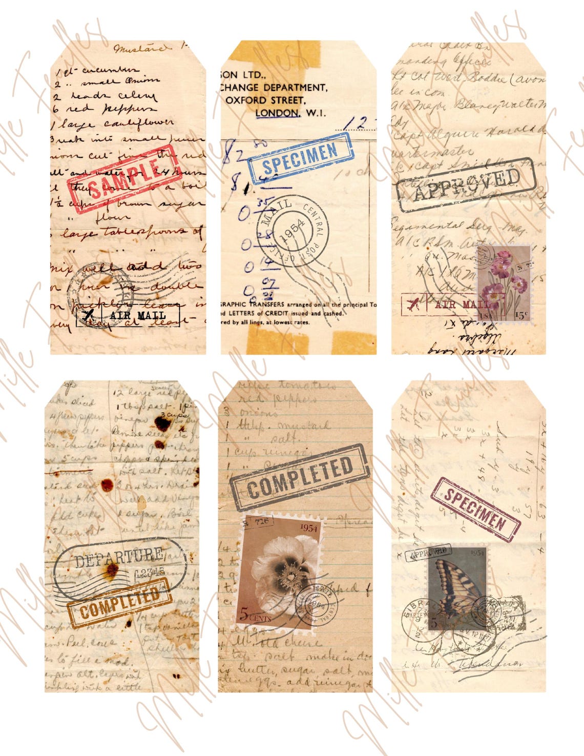 Printable Antique Paper Tags: Ephemera for Junk Journals (digital ...