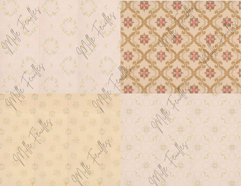 Antique Wallpaper Textures: Printable Junk Journal Ephemera (digital ...