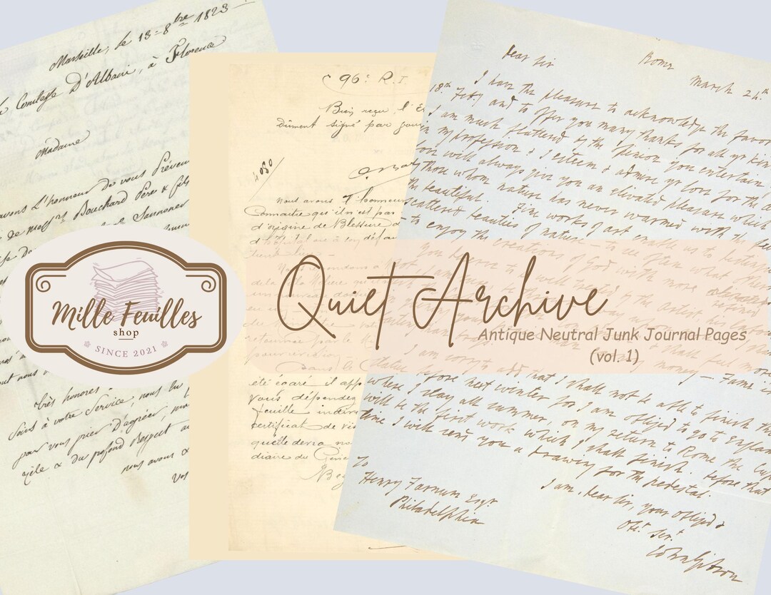 Quiet Archive - Antique Neutral Junk Journal Pages - Digital Download ...