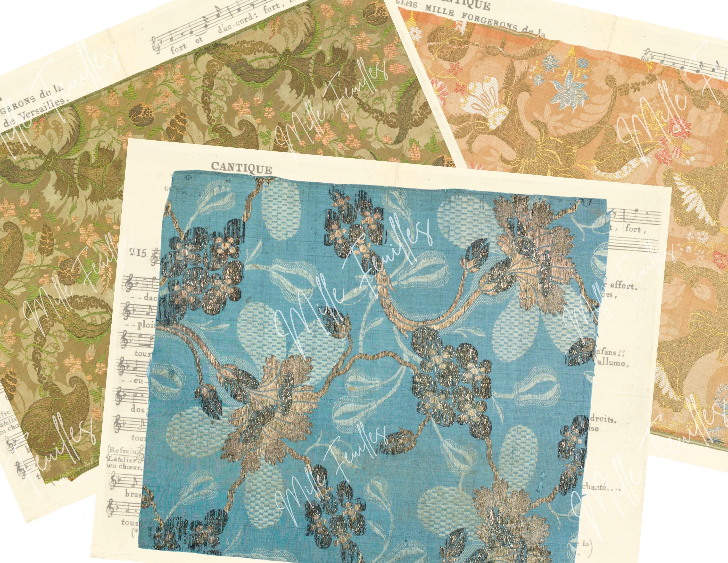 Bizarre Style Damask Fabric Fragments: Printable Ephemera (digital ...
