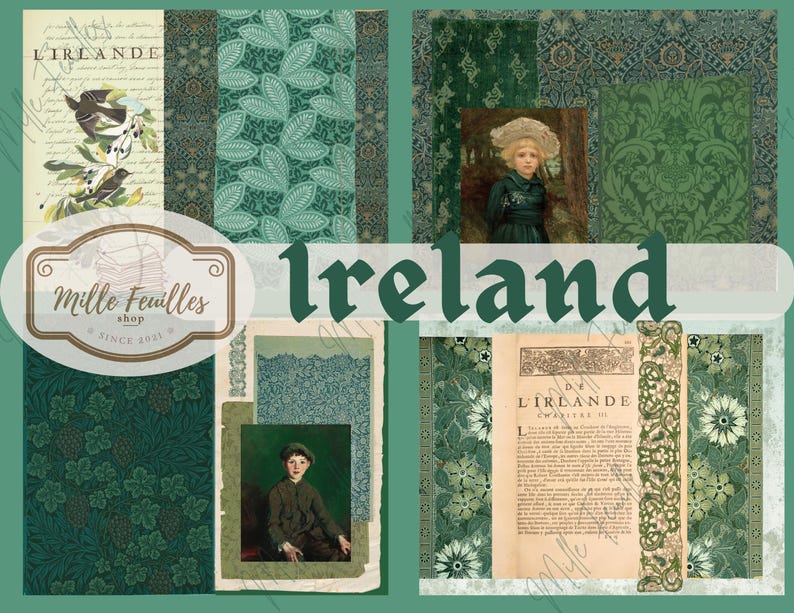 Ireland Junk Journal Kit: Vintage Emerald Green Printables (digital ...
