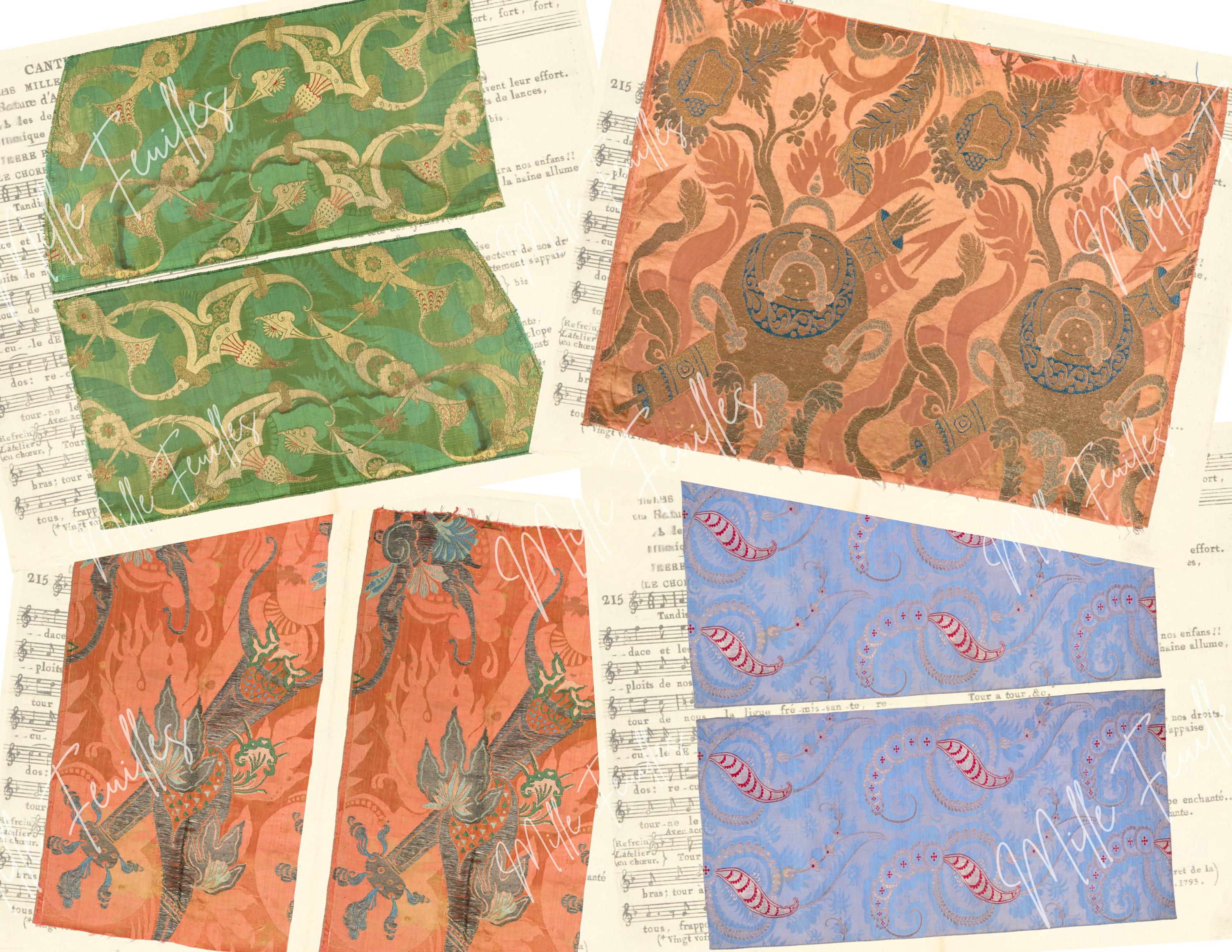 Bizarre Style Damask Fabric Fragments: Printable Ephemera (digital ...