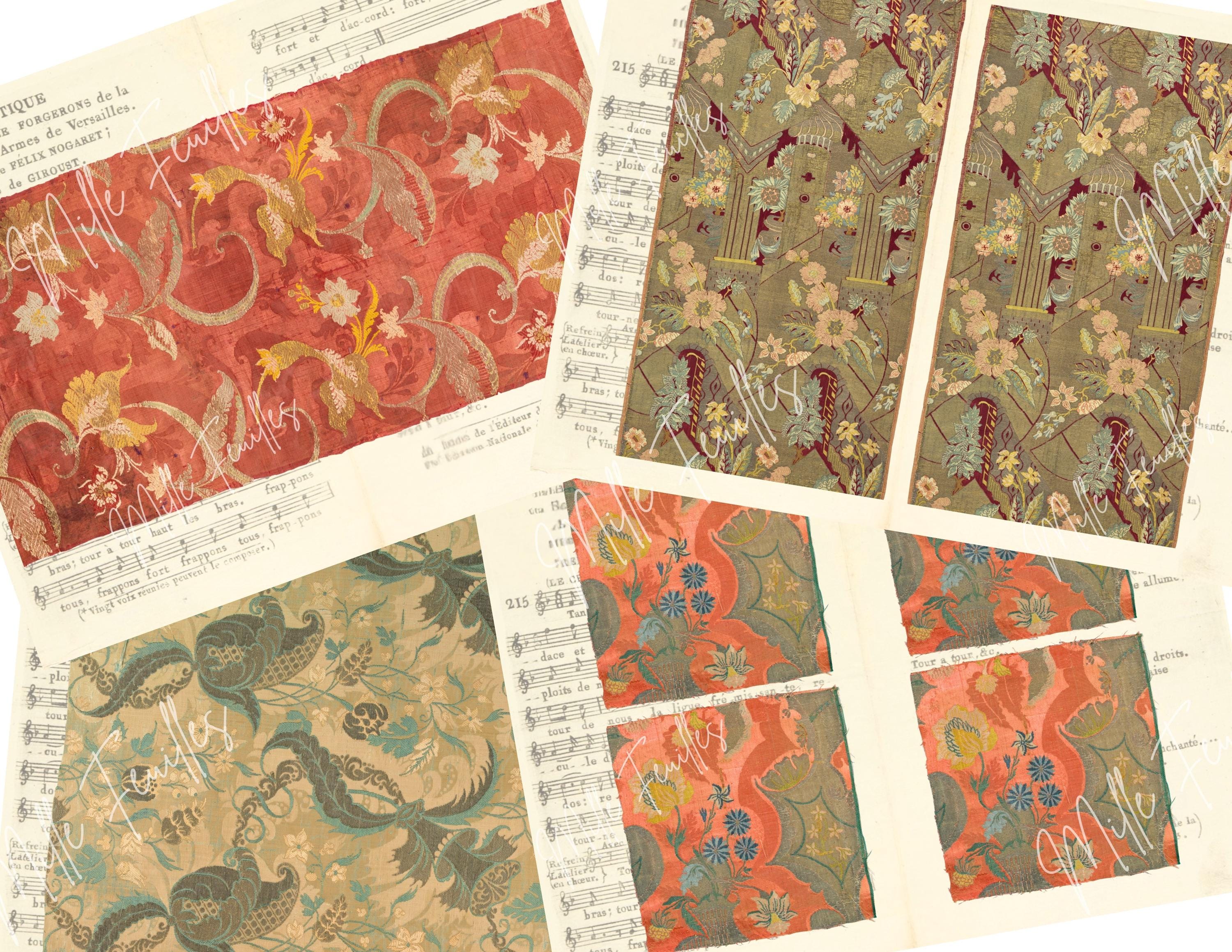 Bizarre Style Damask Fabric Fragments: Printable Ephemera (digital ...