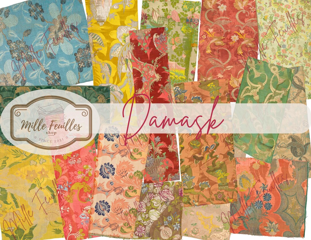 Bizarre Style Damask Fabric Fragments: Printable Ephemera (digital ...