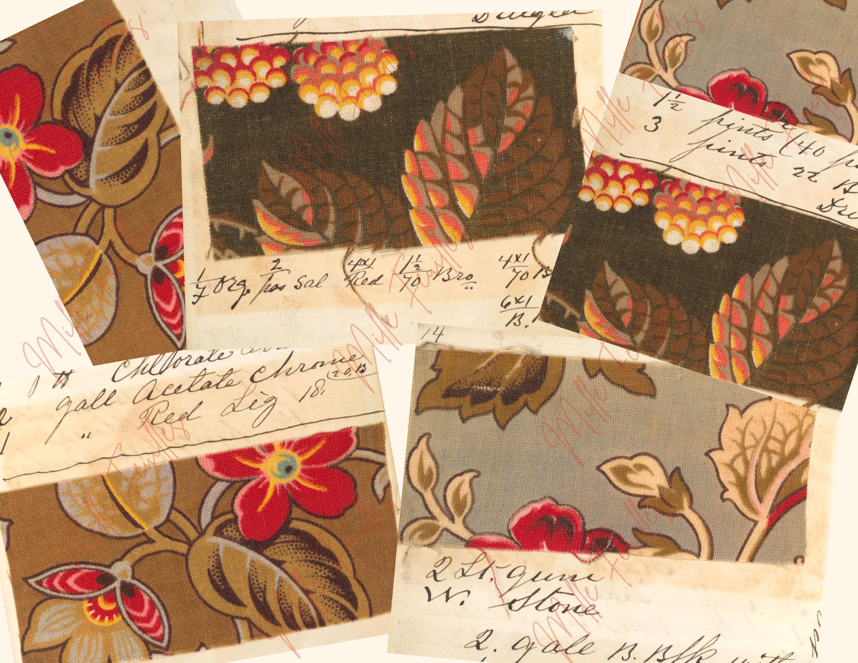 Antique Fabric Sample Images: Printable Ephemera for Junk Journals ...