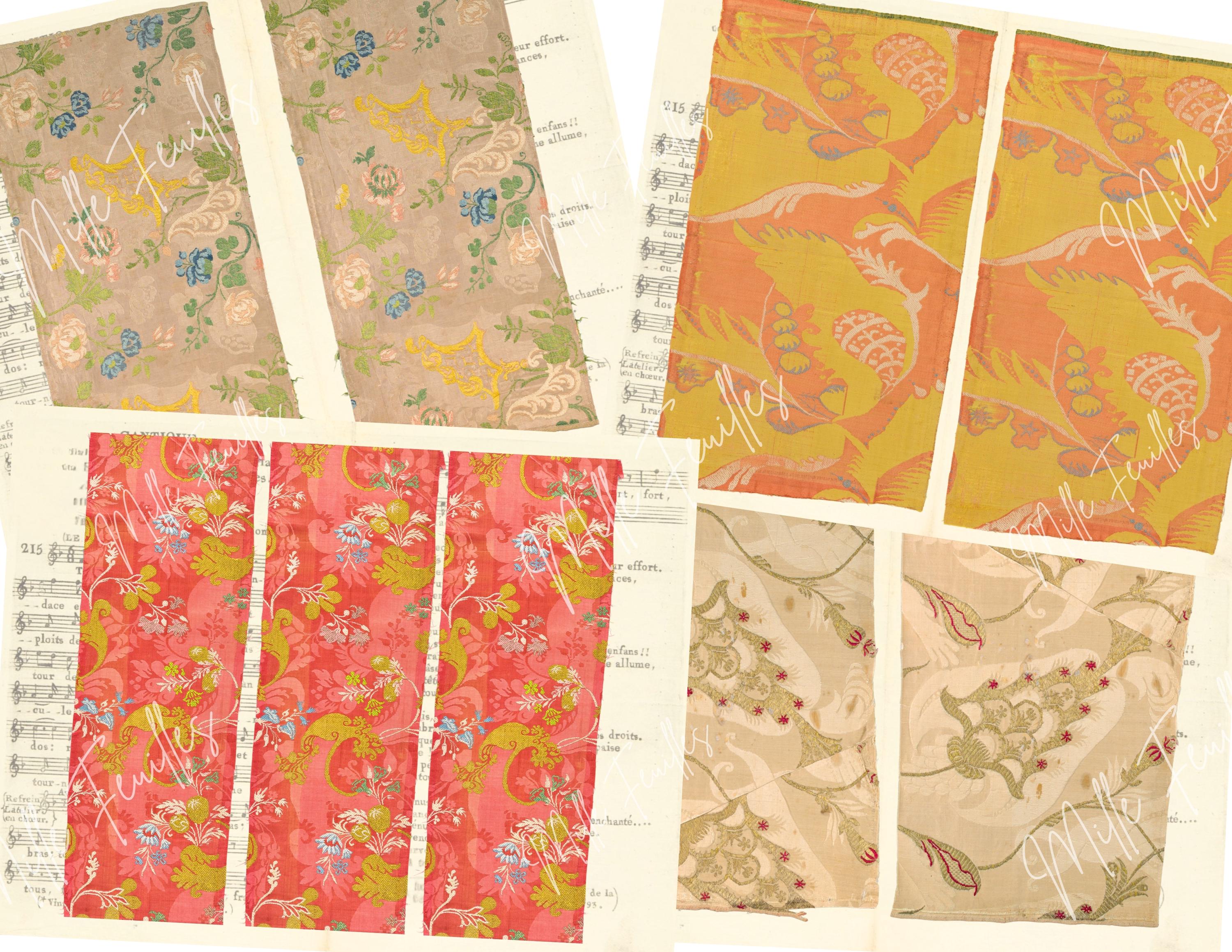 Bizarre Style Damask Fabric Fragments: Printable Ephemera (digital ...