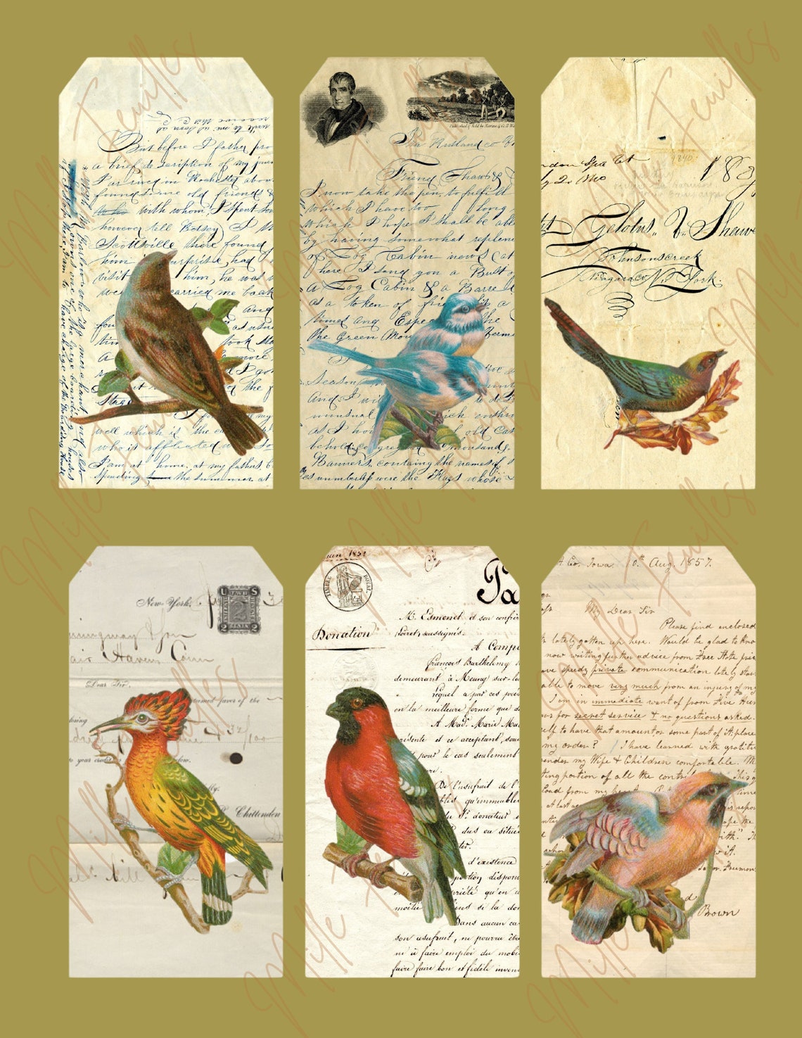 36 Tags Printable for Journaling and Art Digital Download Antique Paper ...