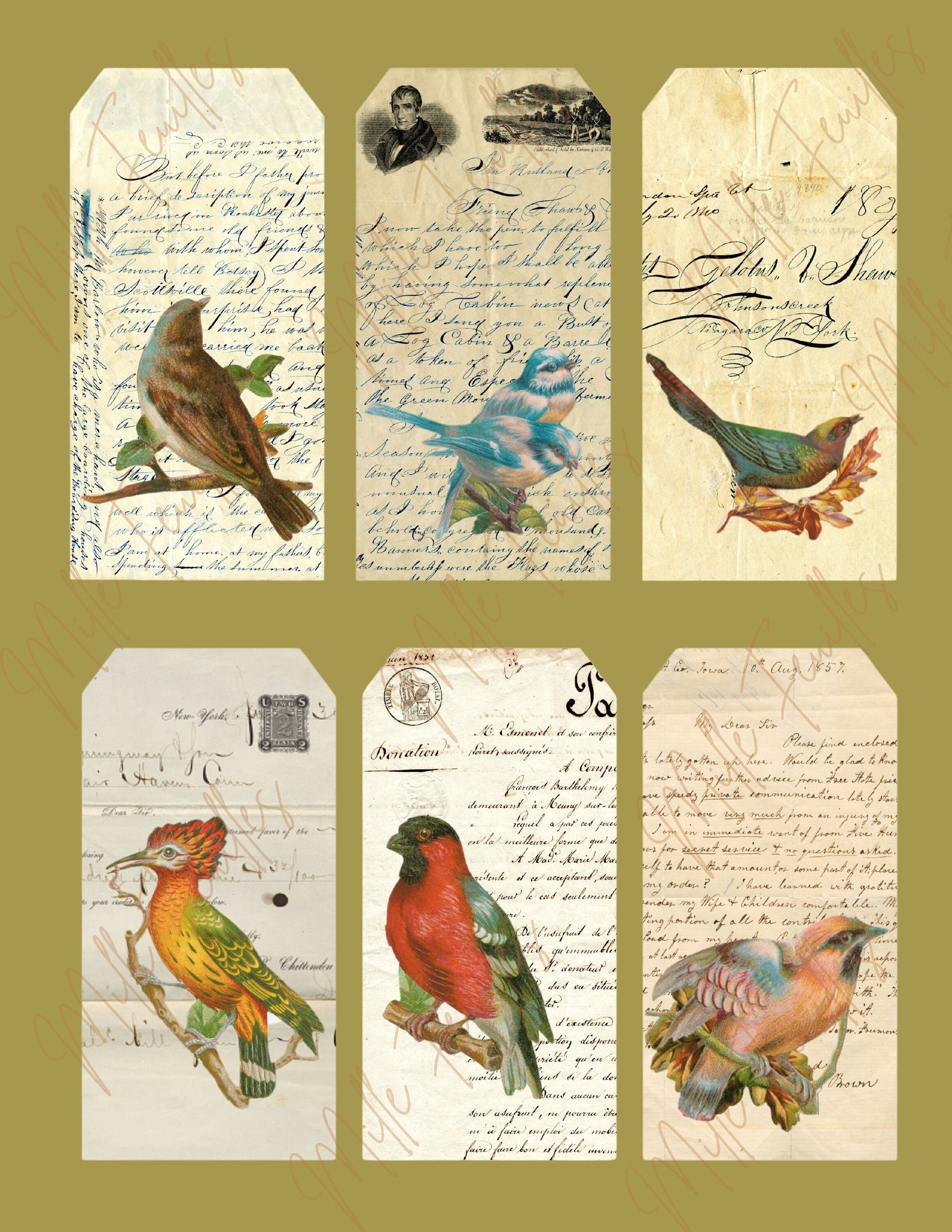 36 Tags Printable for Journaling and Art Digital Download Antique Paper ...