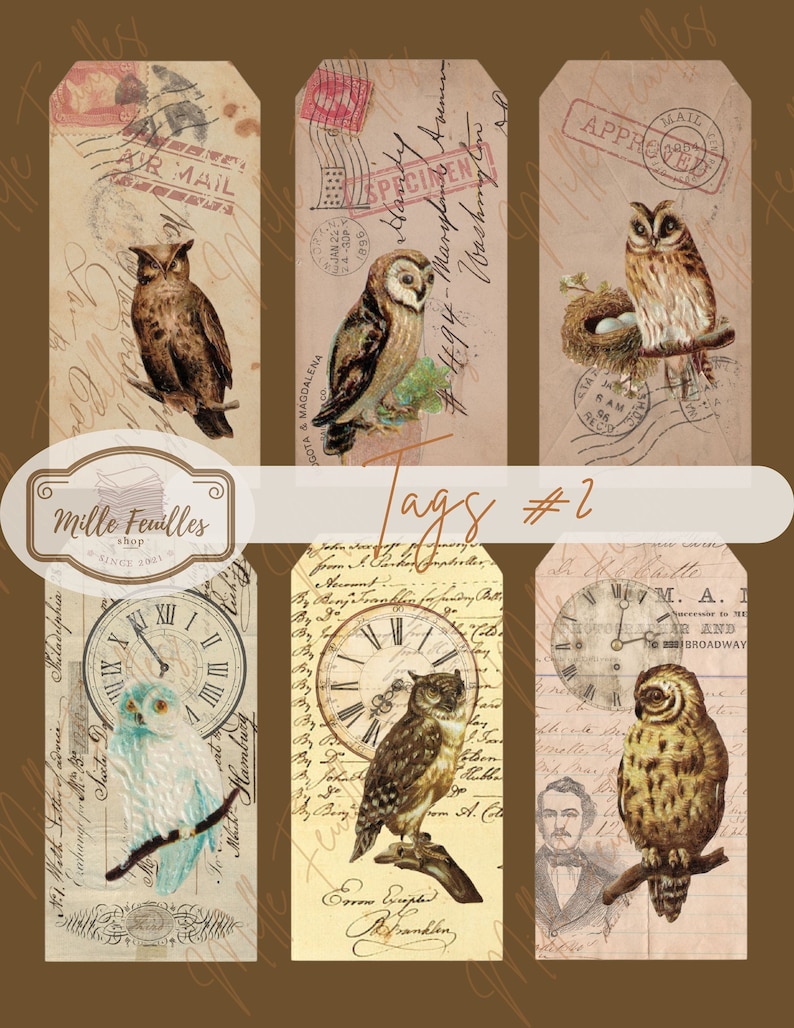 Printable Antique Paper Tags: Ephemera for Junk Journals (digital ...