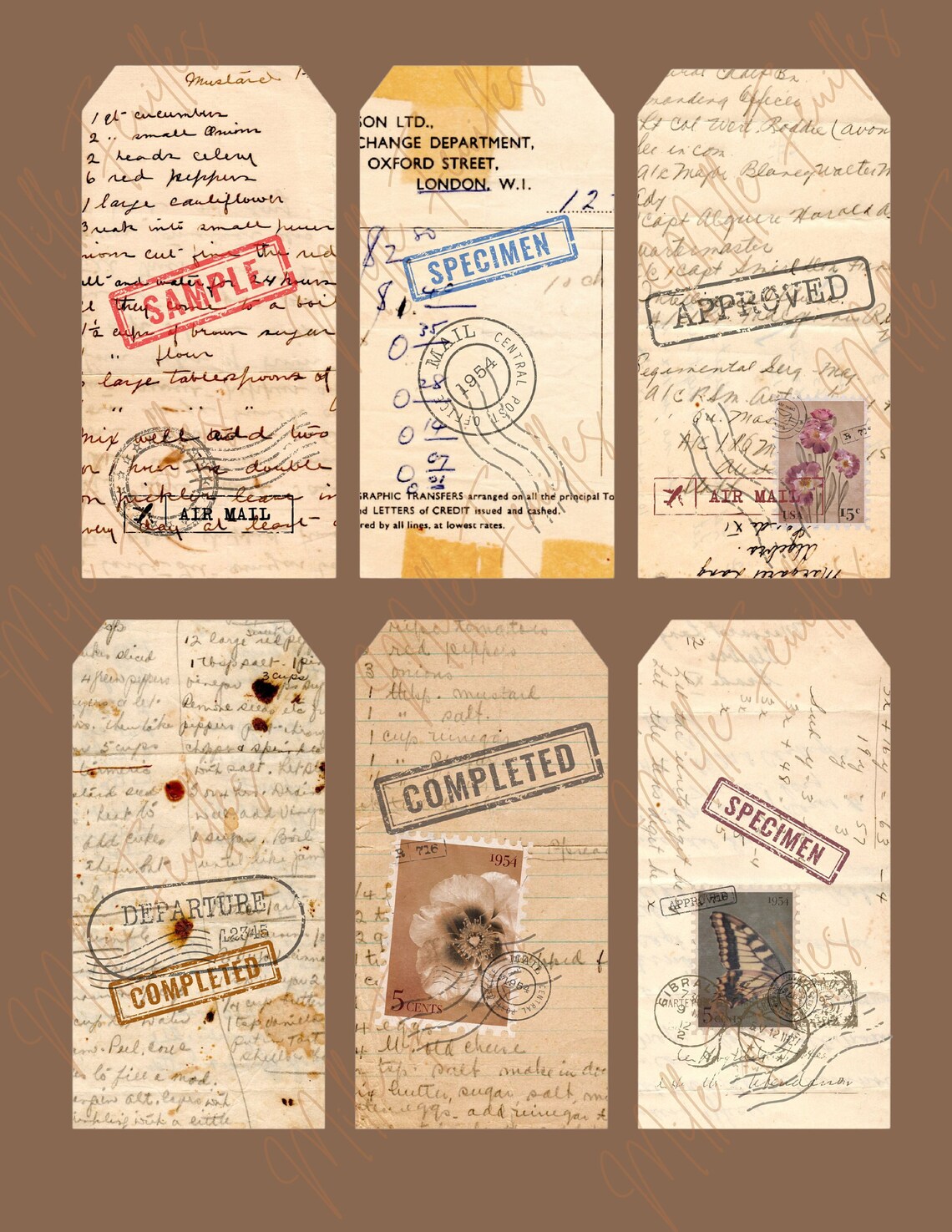 36 Tags Printable for Journaling and Art Digital Download Antique Paper ...