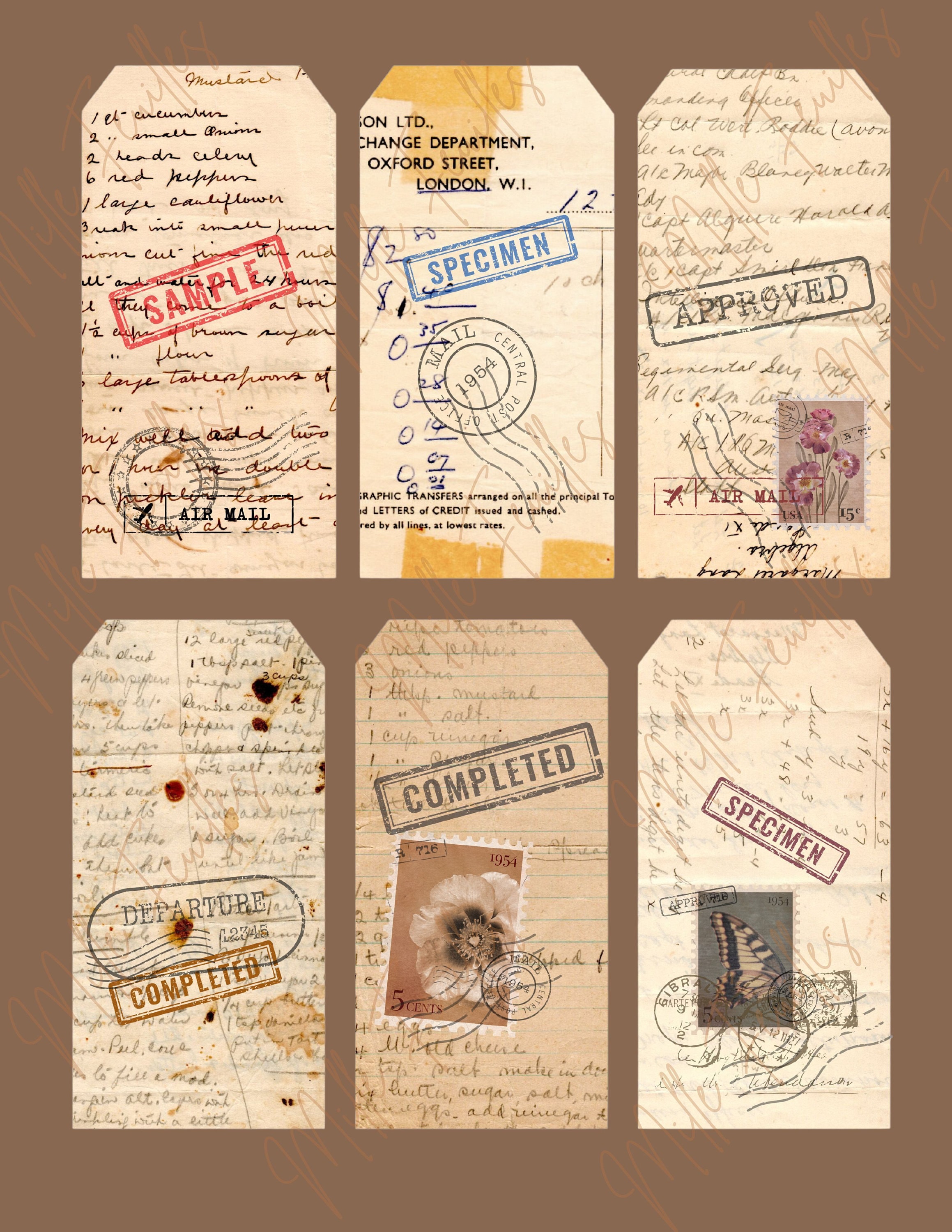 36 Tags Printable for Journaling and Art Digital Download Antique Paper ...