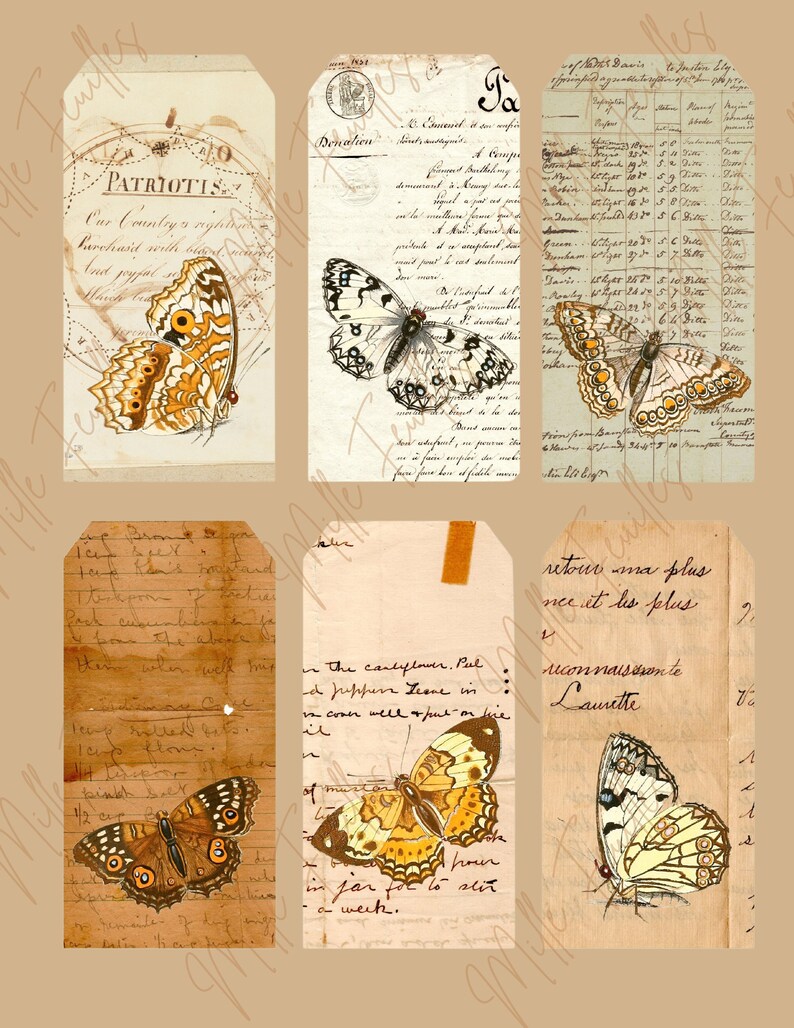 36 Tags Printable for Journaling and Art Digital Download Antique Paper ...