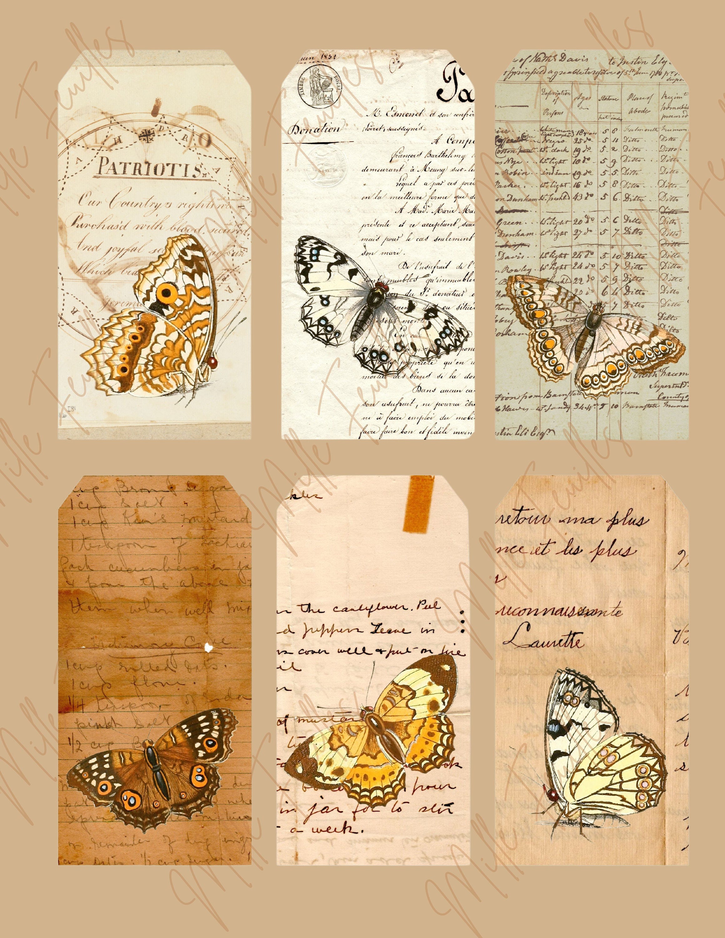 36 Tags Printable for Journaling and Art Digital Download Antique Paper ...