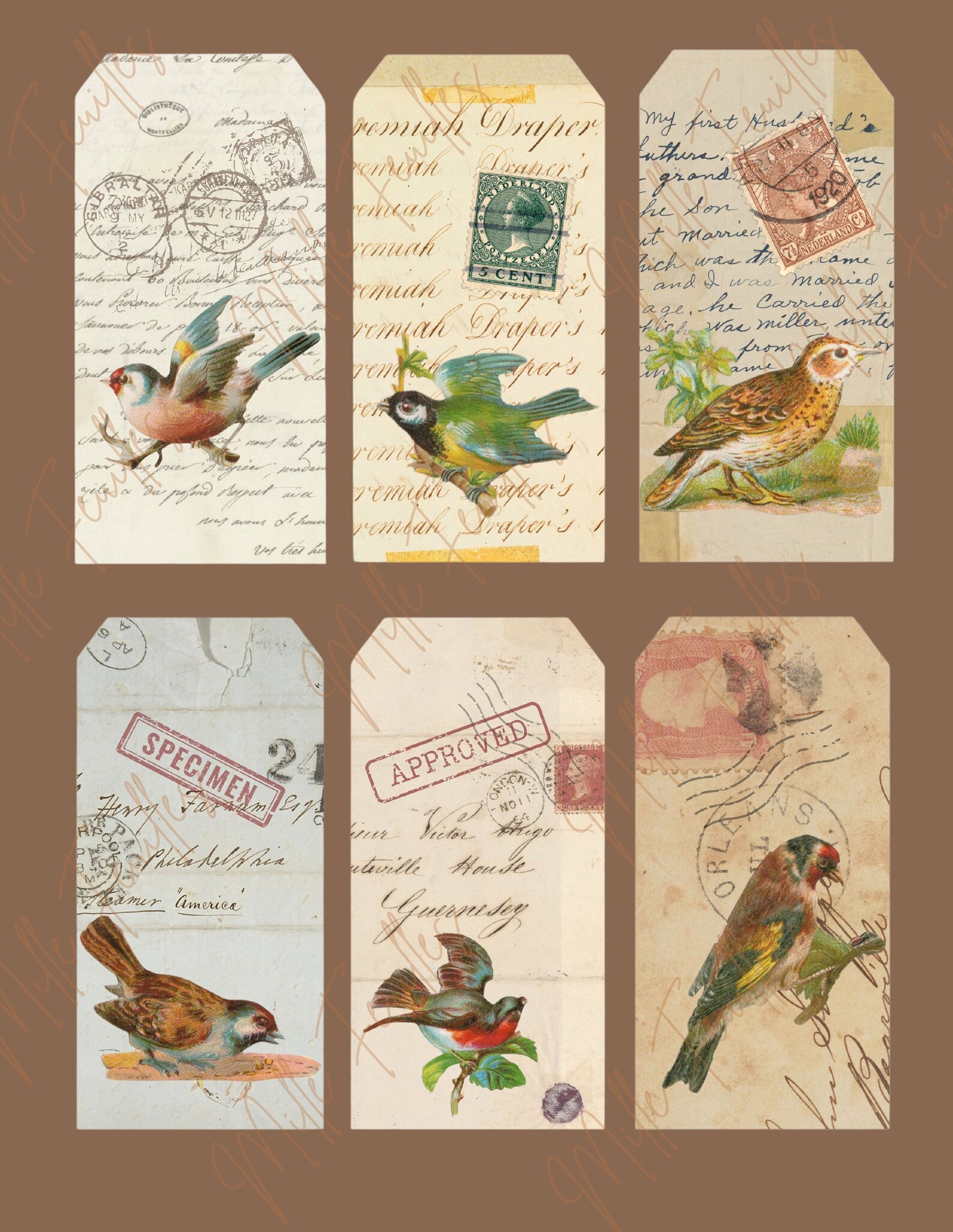 36 Tags Printable for Journaling and Art Digital Download Antique Paper ...