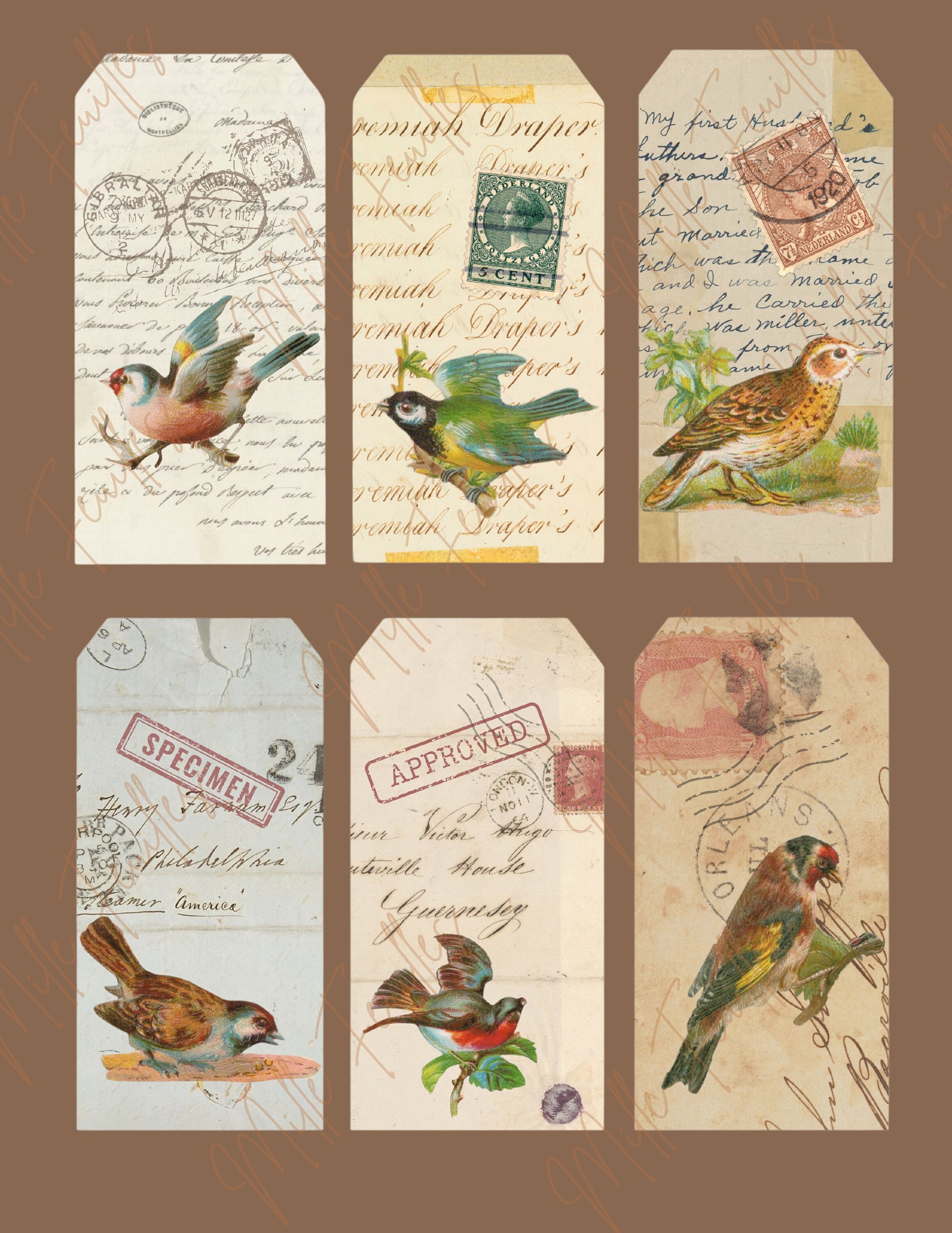 36 Tags Printable for Journaling and Art Digital Download Antique Paper ...