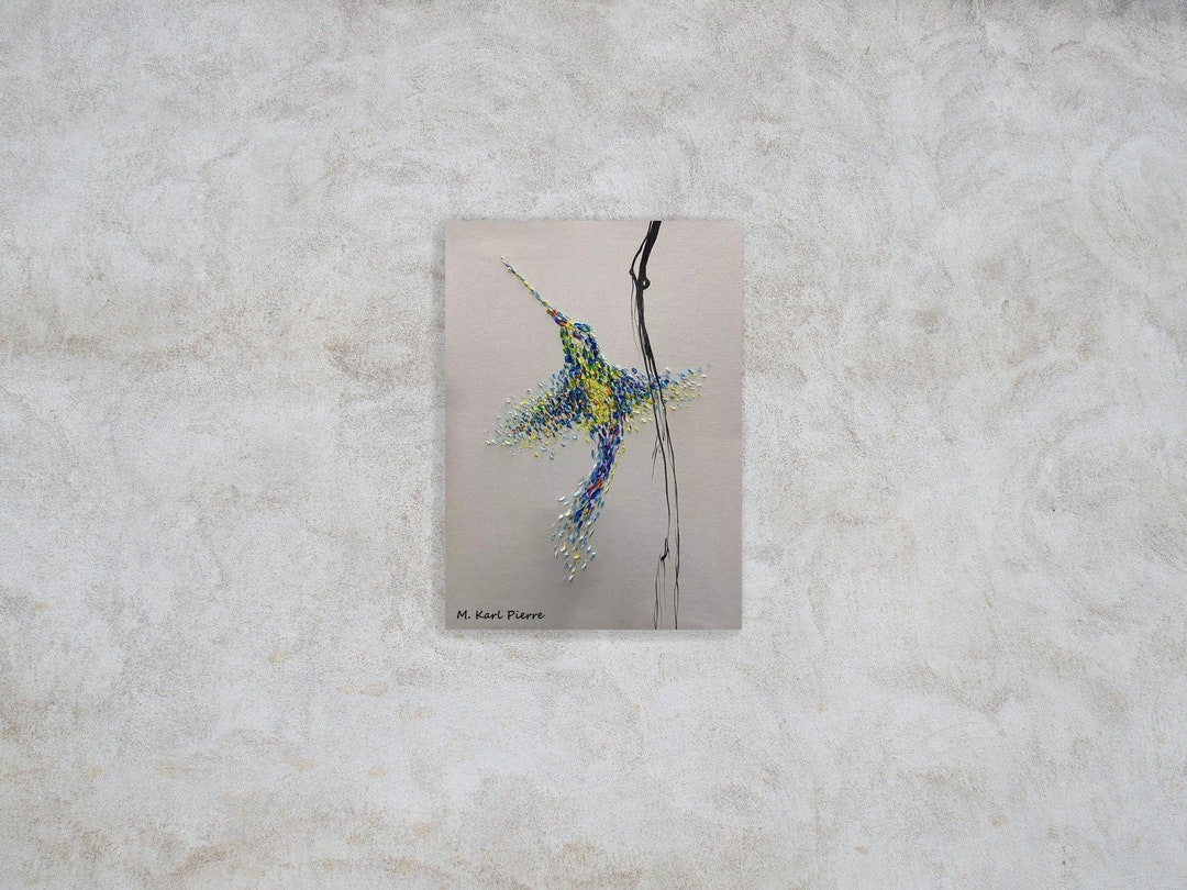 Humming Bird Oil Painting, Art on Canvas , Thick Dabs of Paint on ...