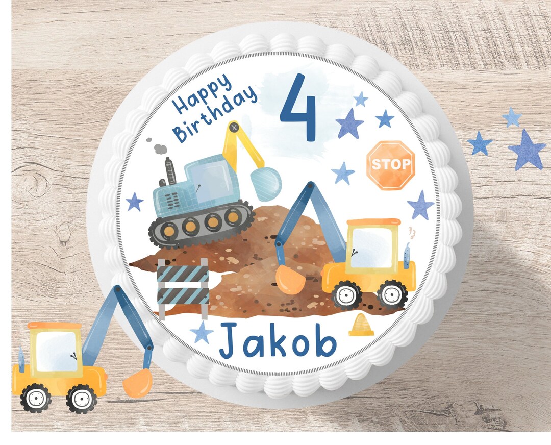 Cake Topper Birthday Construction Site Personalized Name - Etsy