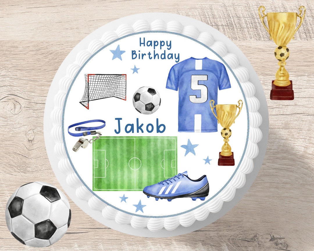 Cake Topper Birthday Football Personalized Name Number Fondant Sugar ...