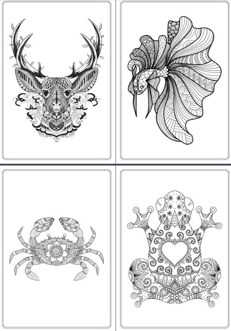 Printable Mandela Animal Portrait Adults Colouring Book. Digital ...