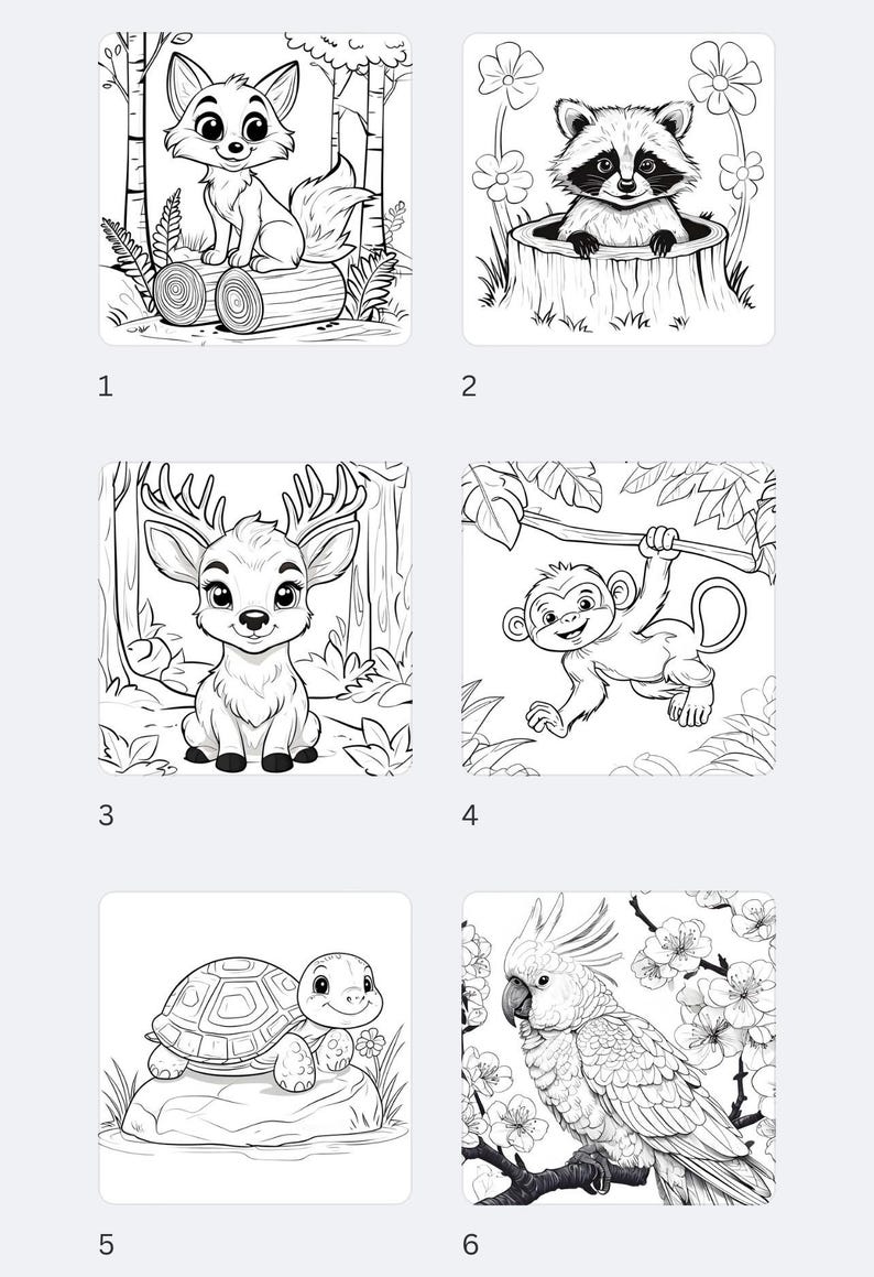 Animal Themed Digital Coloring Pages A4 Woodland Forest Savannah ...