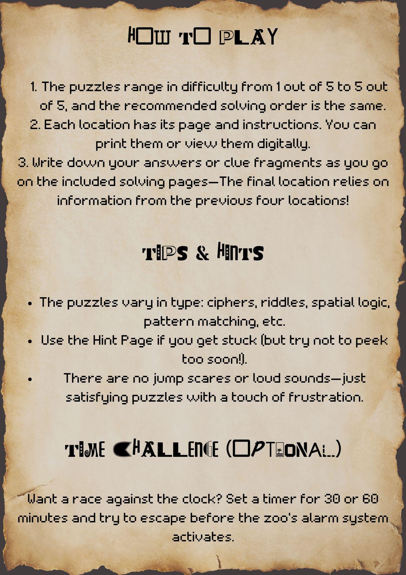 Escape From the Zoo, Escape Printable for Big Kids and Adults, Animal ...