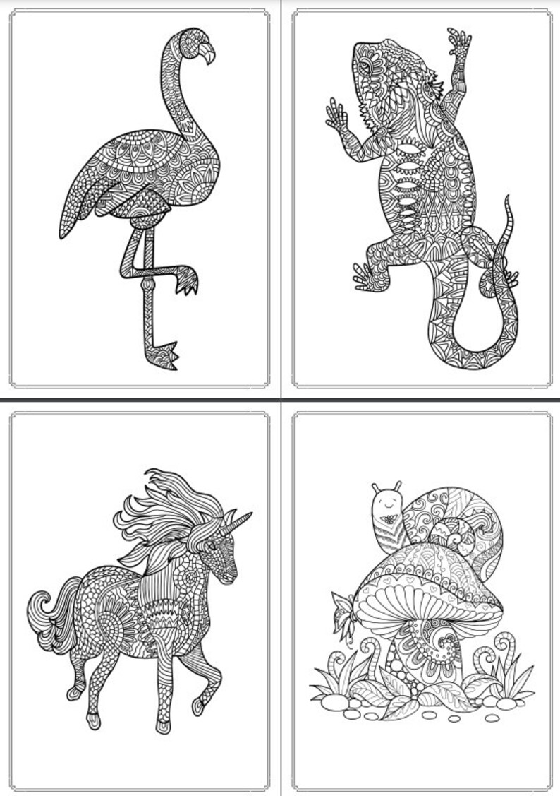 Printable Mandela Animal Portrait Adults Colouring Book. Digital ...