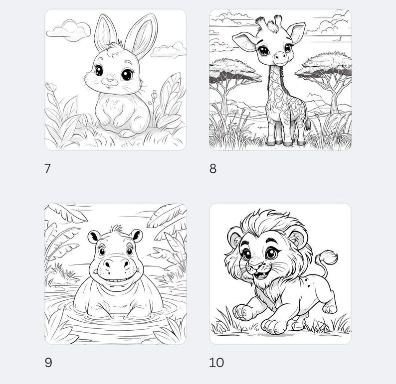 Animal Themed Digital Coloring Pages A4 Woodland Forest Savannah ...