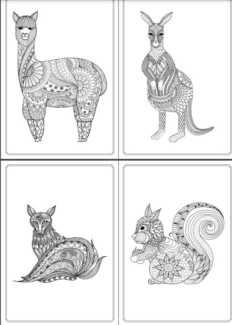 Printable Mandela Animal Portrait Adults Colouring Book. Digital ...