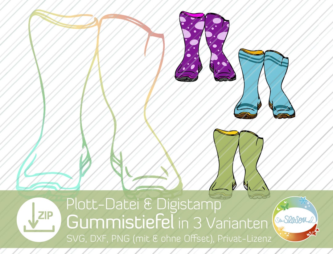 Plotter File Rubber Boots, Plot File Garden Boots, Including Digistamp ...