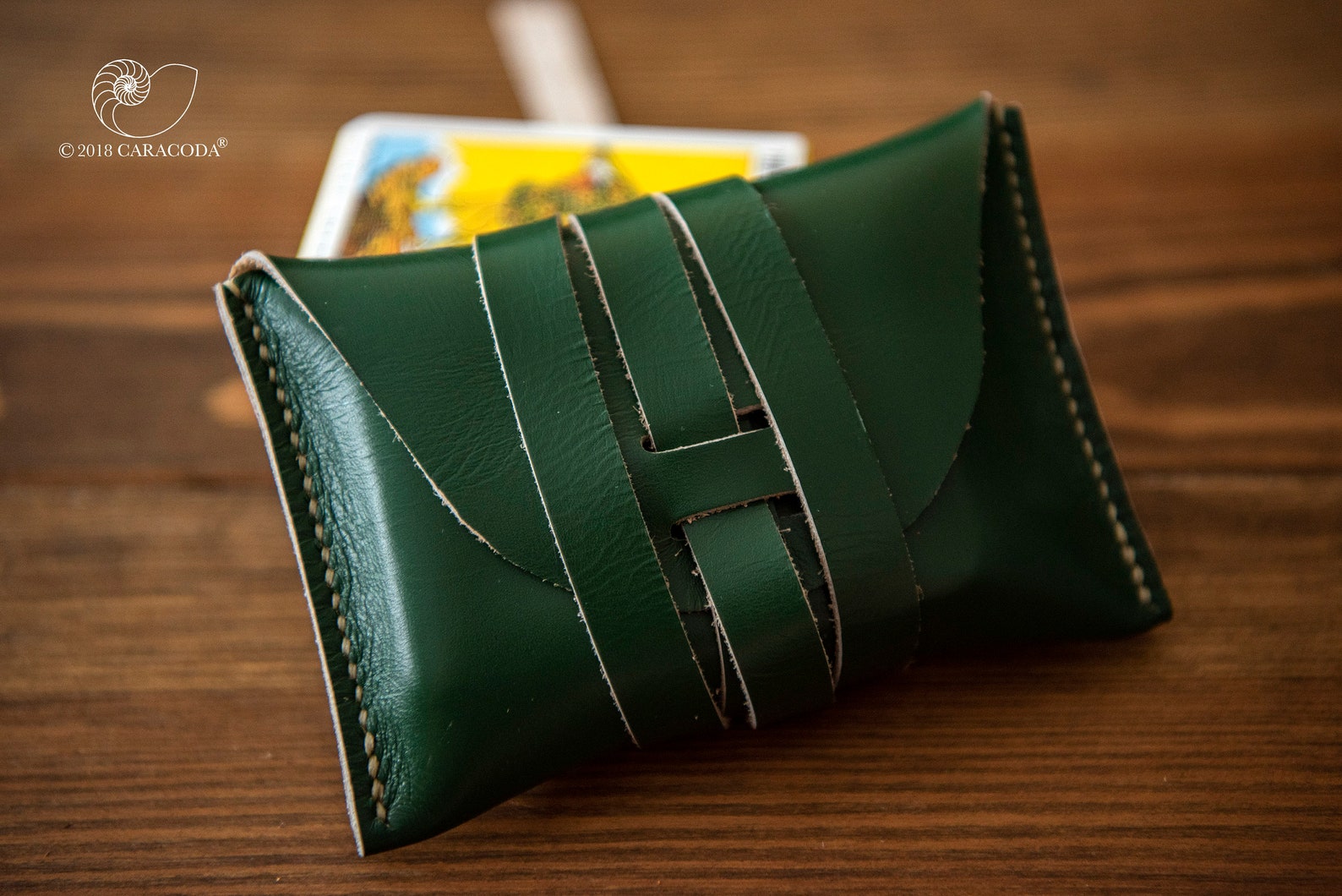 Small Leather Pouch, for Playing Cards, Lenormand, Poker, Bridge, Green ...