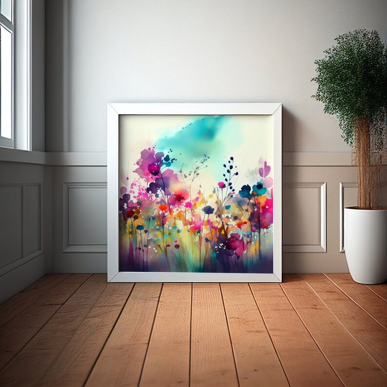 Abstract Wildflower Meadow Painting Colourful Botanical Art - Etsy