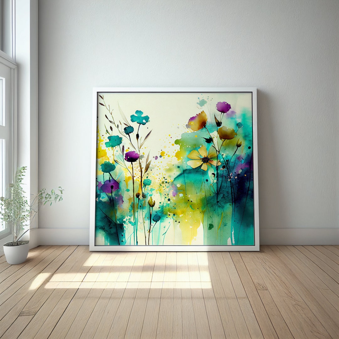 Abstract Wildflower Meadow Painting, Colourful Floral Art Prints, Wild ...