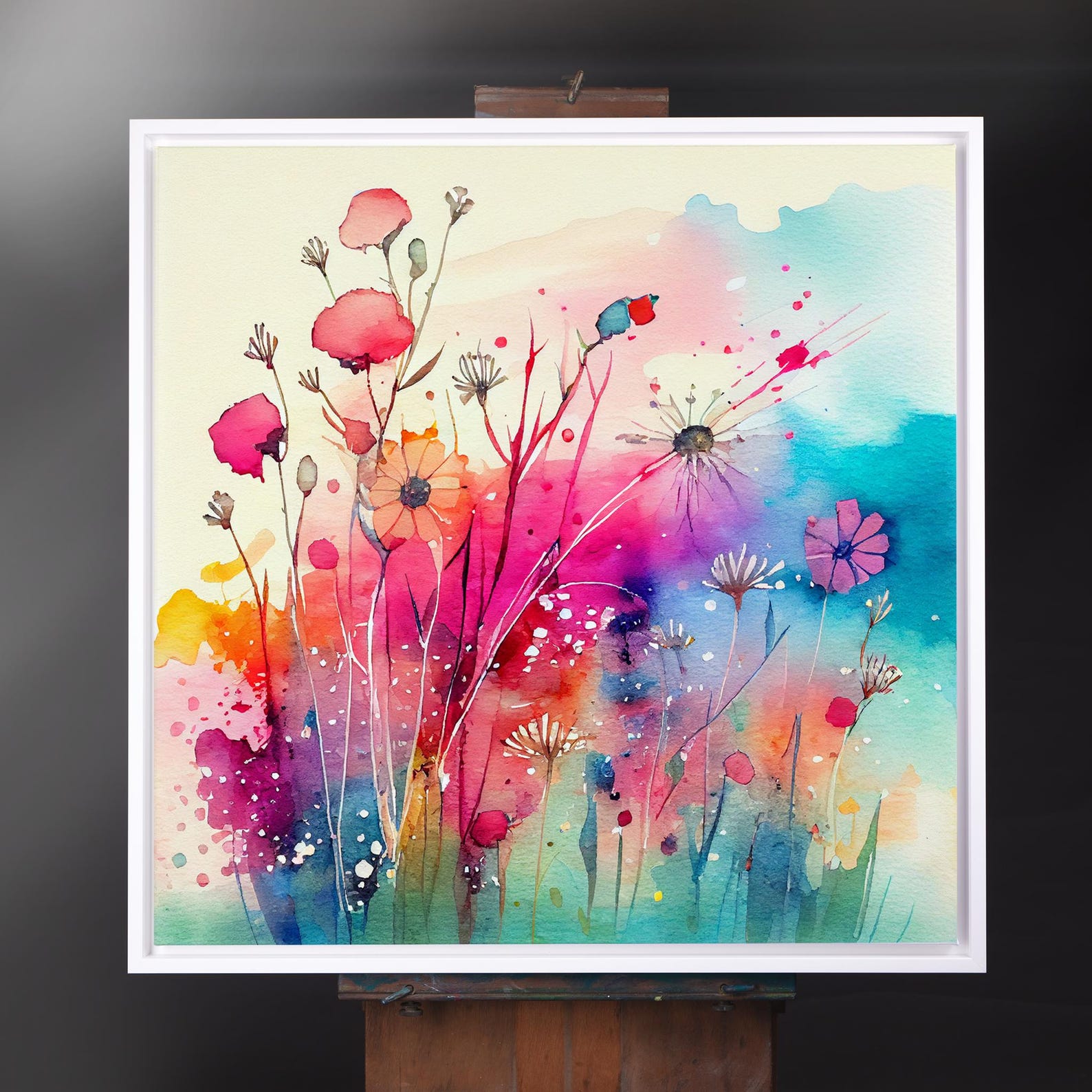 Abstract Wildflower Meadow Painting – Colorful Botanical Floral Wall ...