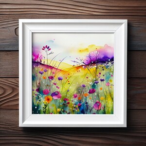 Abstract Wildflower Meadow Painting, Colourful Botanical Art Prints ...