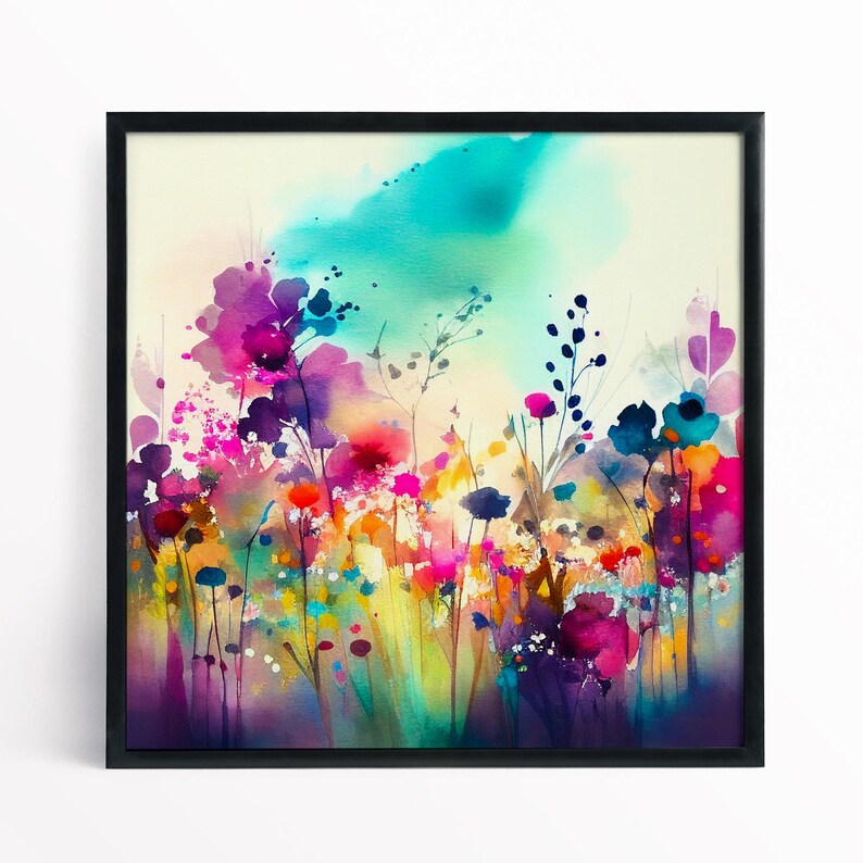 Abstract Wildflower Meadow Painting – Colorful Floral Wall Art - Etsy