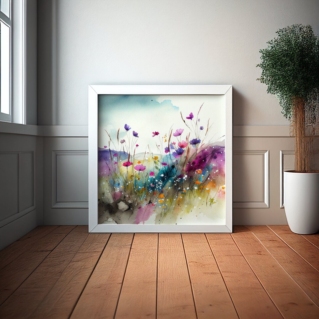 Abstract Wildflower Meadow Painting, Colourful Botanical Art Prints ...