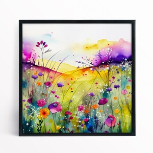 Abstract Wildflower Meadow Painting Colourful Botanical Art Prints Wild ...