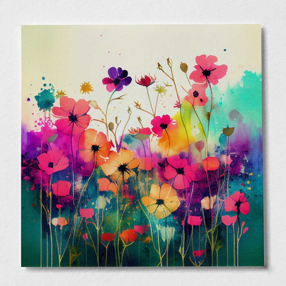 Abstract Wildflower Meadow Painting – Floral Wall Art - Etsy