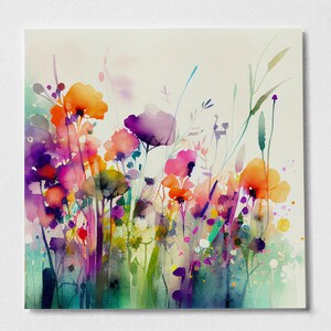 Abstract Wildflower Meadow Painting, Colorful Botanical Wall Art - Etsy