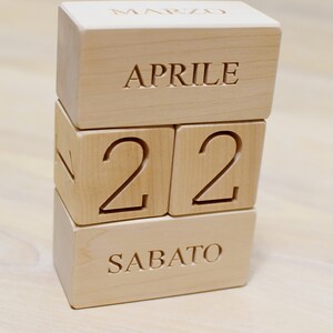 Italian Wood Calendar Wood Blocks Perpetual Calendar Table Desk ...
