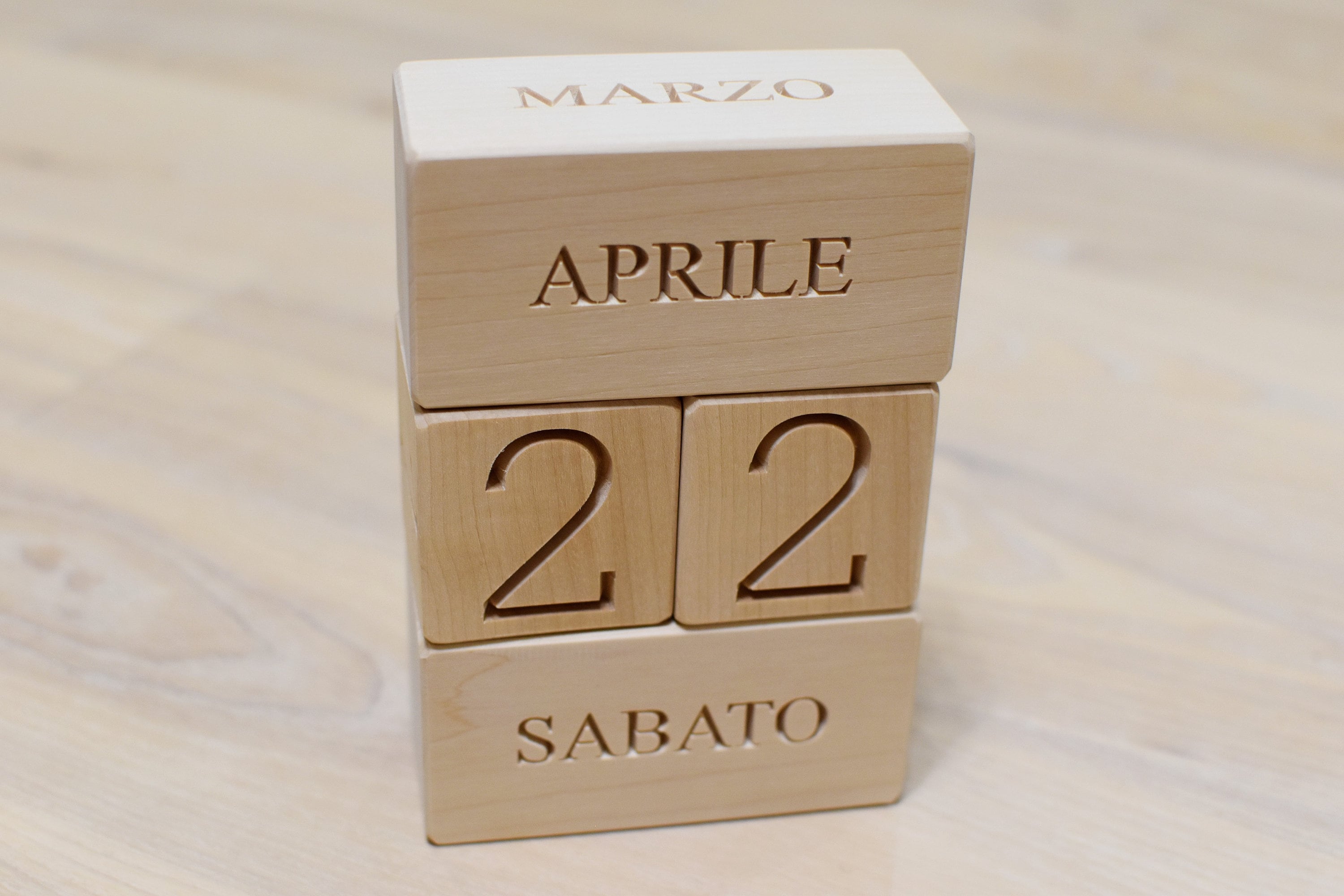 Italian Wood Calendar Wood Blocks Perpetual Calendar Table Desk ...