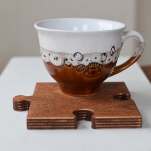 Brown Wood Puzzle Coaster Cup Pad Wood Coaster Puzzle Coaster Cold ...
