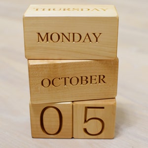 Wood Calendar Wood Blocks Perpetual Calendar Table Desk Organizer ...