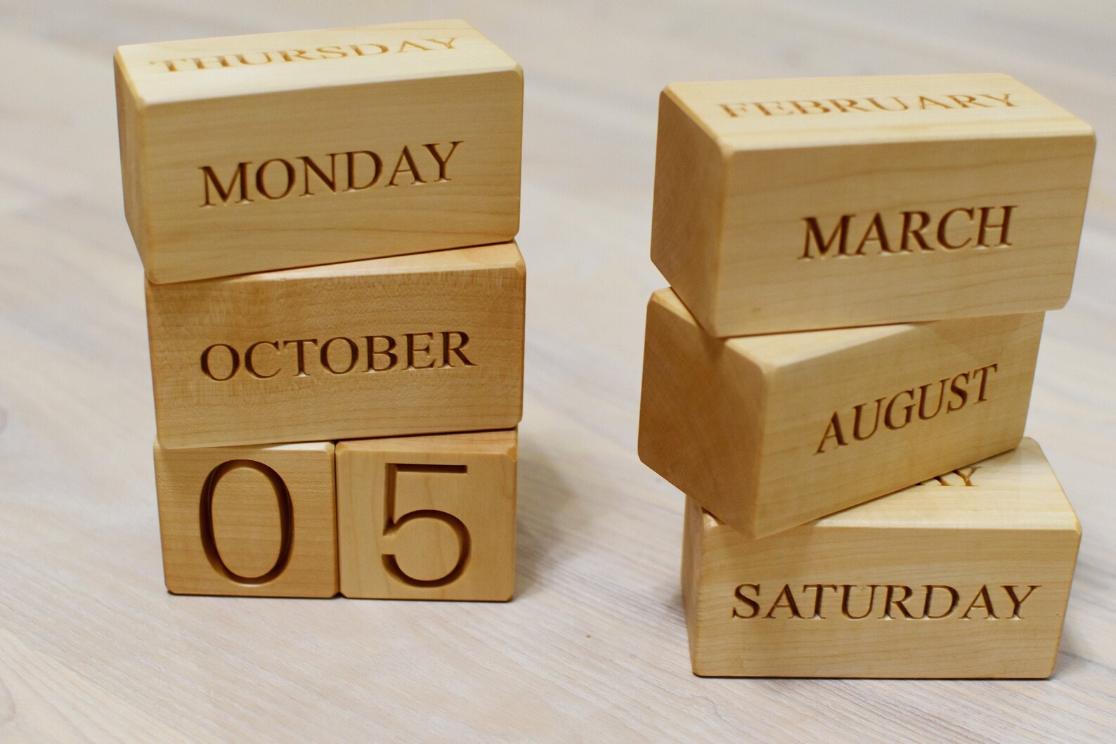 Wood Calendar Wood Blocks Perpetual Calendar Table Desk Organizer ...