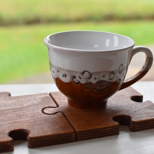 Brown Wood Puzzle Coaster Cup Pad Wood Coaster Puzzle Coaster Cold ...