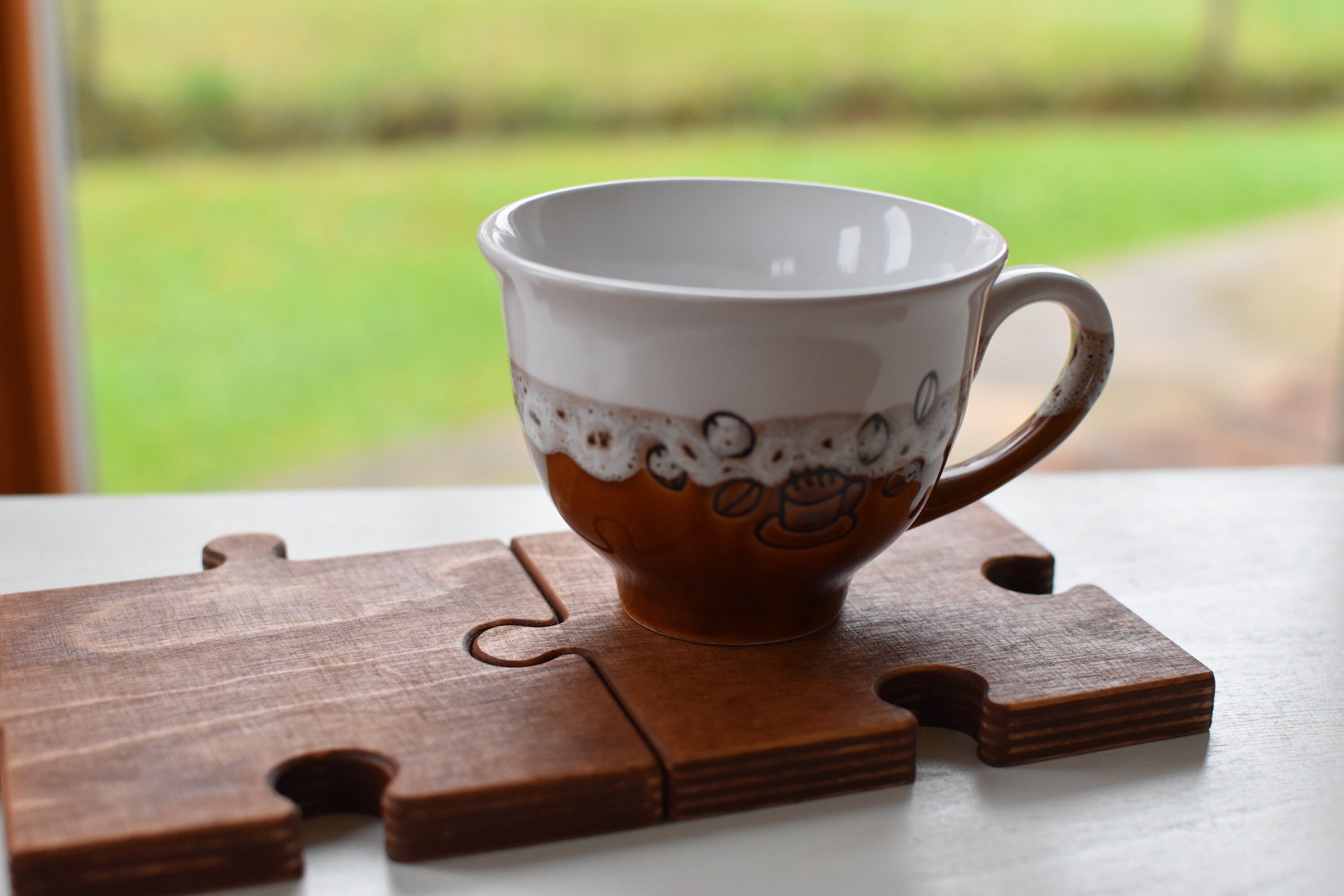 Brown Wood Puzzle Coaster Cup Pad Wood Coaster Puzzle Coaster Cold ...