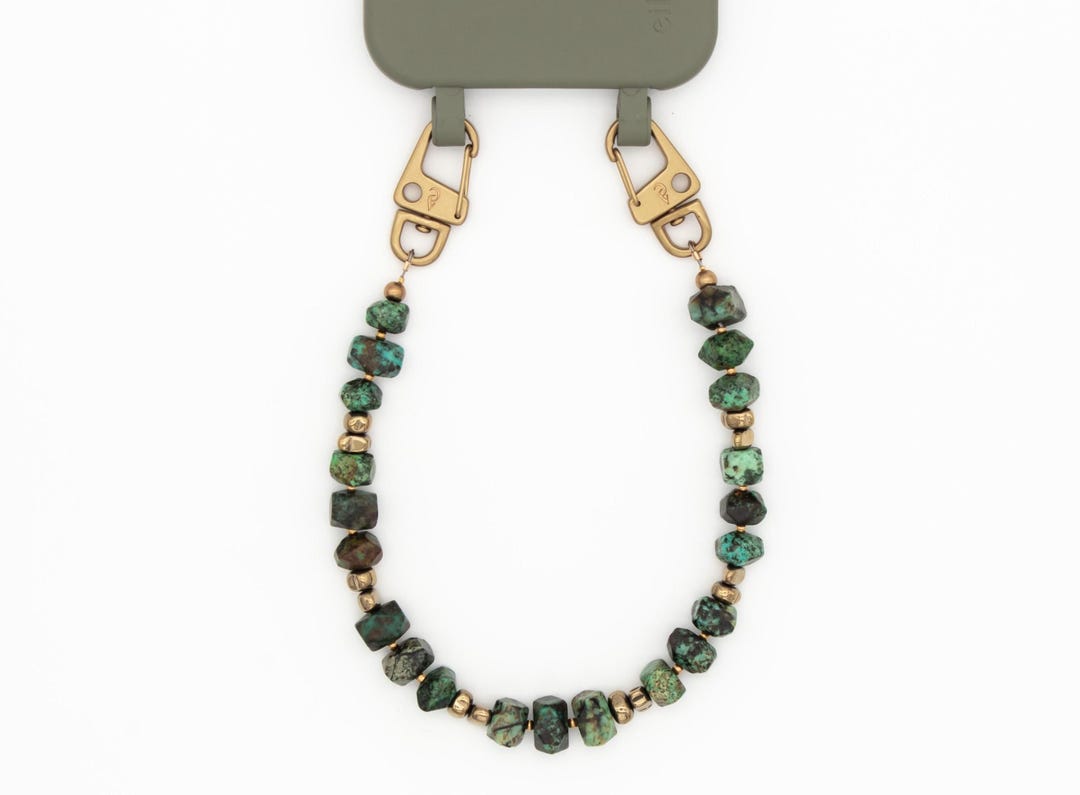 Short Mobile Phone Chain Made of African Turquoise Natural Stone Beads ...