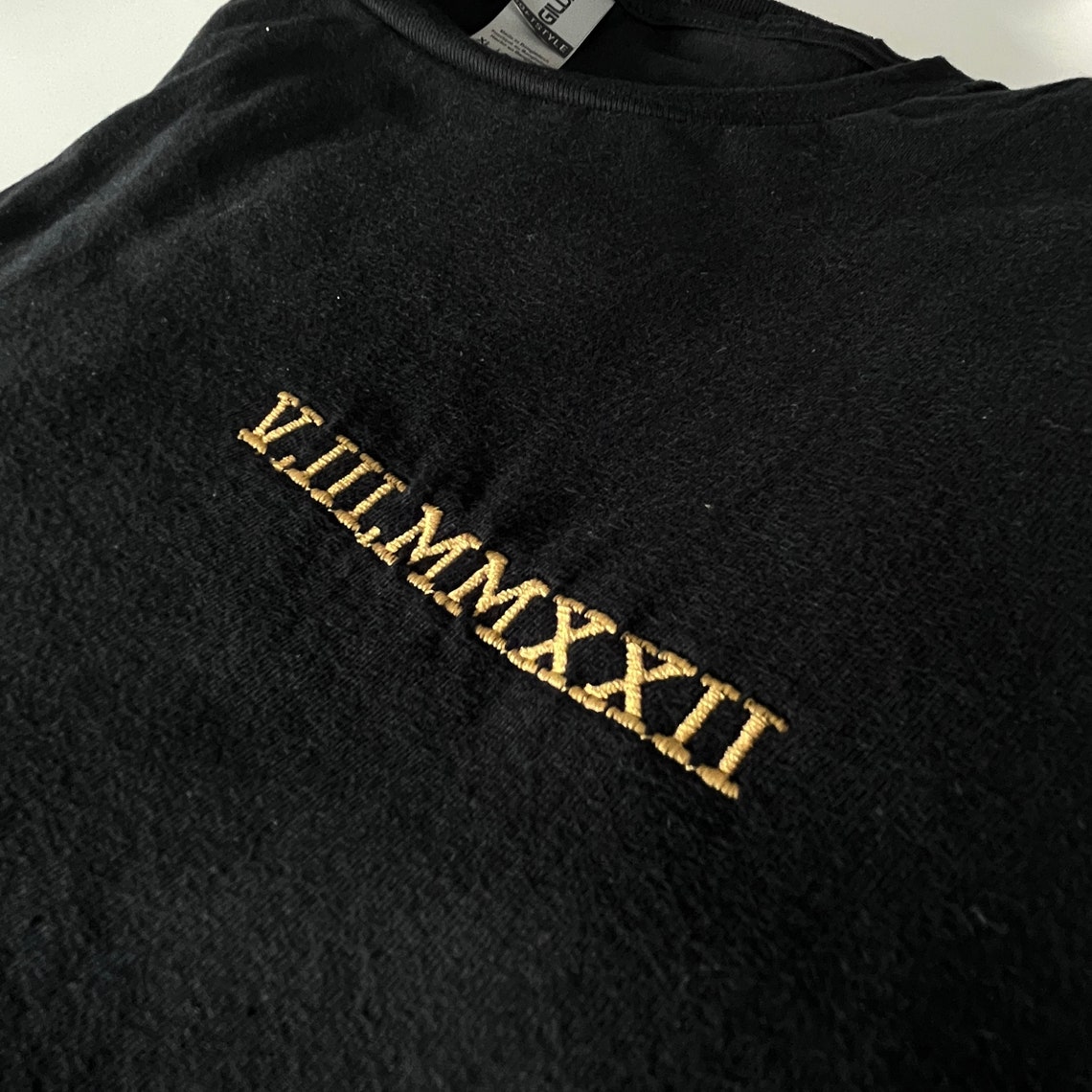 Personalised Embroidered Black T-shirt With Your Custom Text Middle of ...