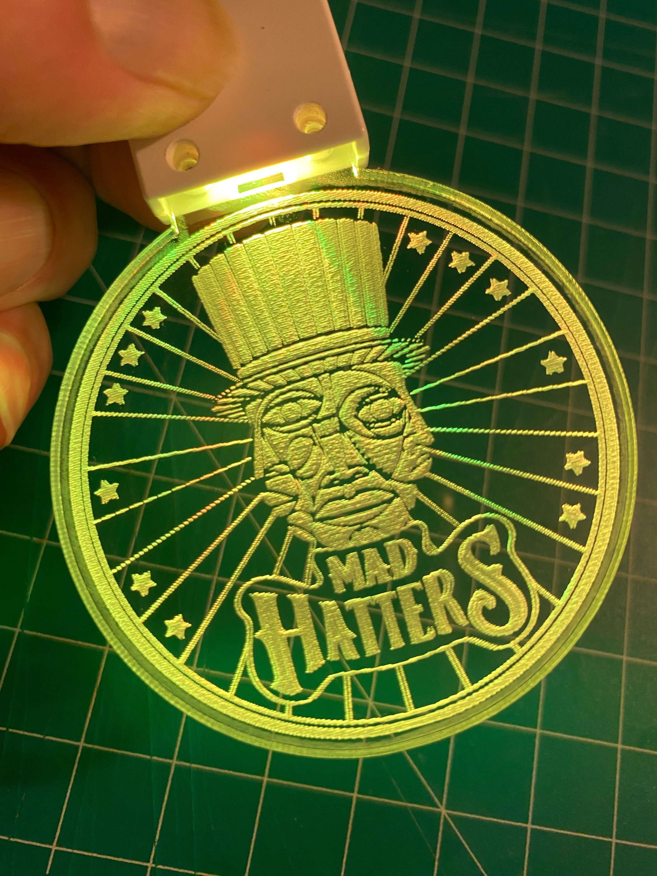 LED RGB Illuminated Lighted Keychain Acrylic Rechargeable Glowing Easy ...